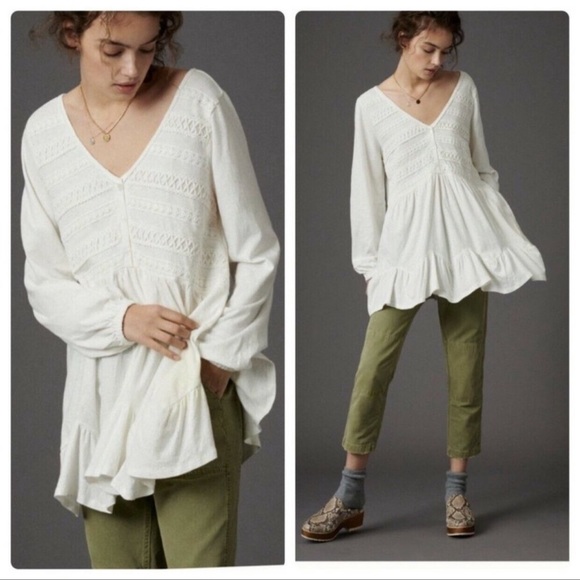 Anthropologie | Tops | Nwt Anthropologie Ivory Lace Tunic | Poshmark